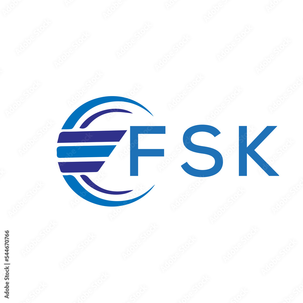 FSK letter logo. FSK blue image on white background. FSK vector logo ...