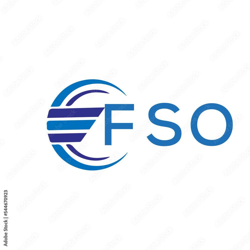 FSO letter logo. FSO blue image on white background. FSO vector logo ...