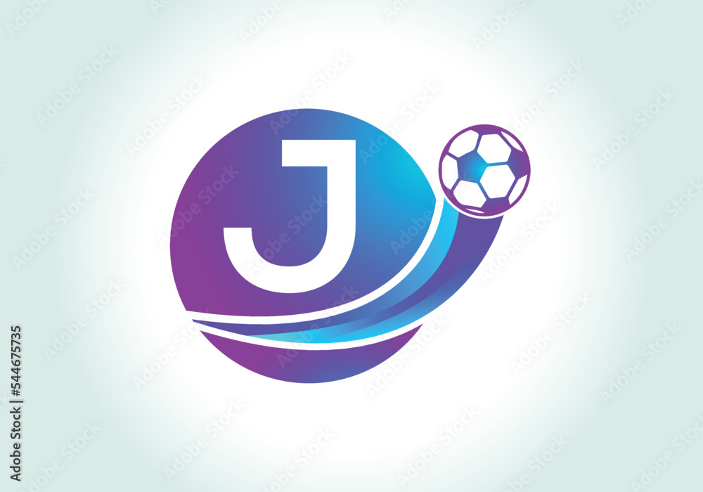 Letter J Football Logo Design Vector Template. Football Club Symbol ...