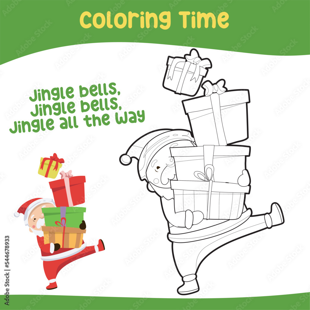 Coloring page Christmas edition. Cute and funny cartoon characters ...