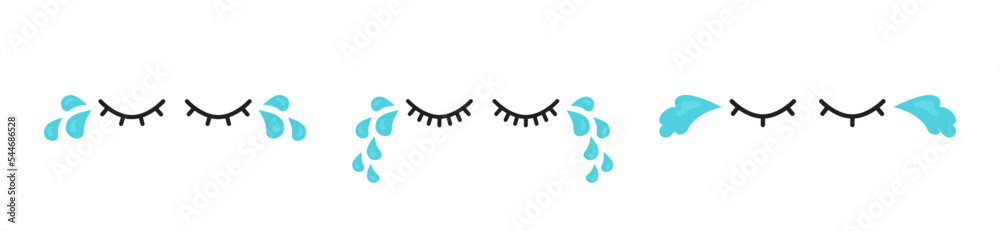 Tears vector icon, eye crying, drop water, sad emotion, cartoon ...