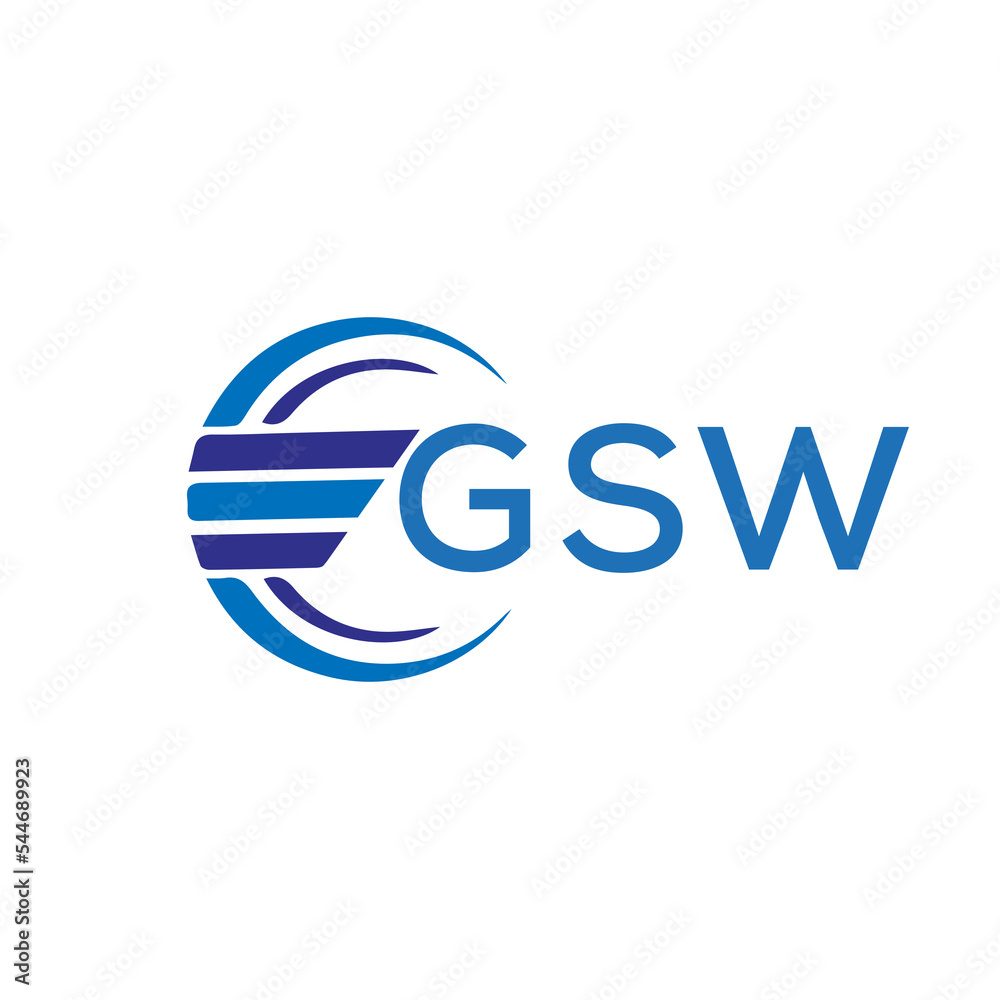 GSW letter logo. GSW blue image on white background. GSW vector logo ...