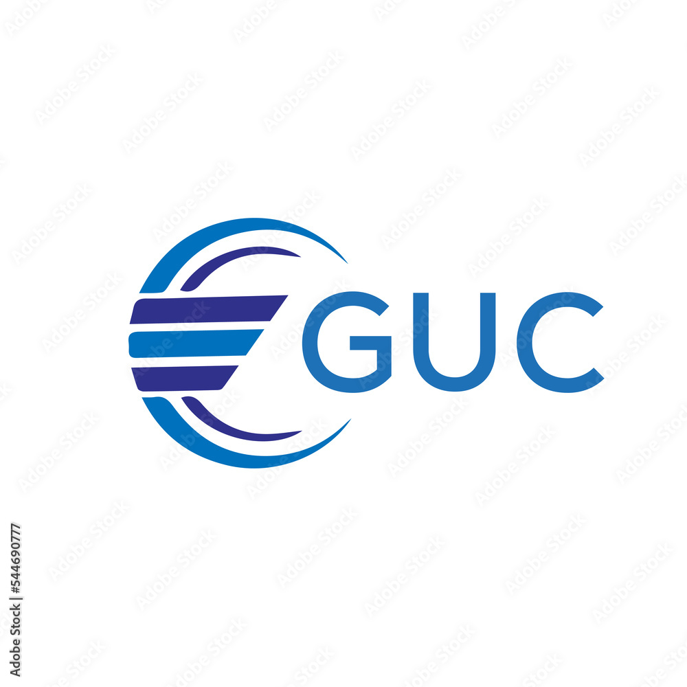 GUC letter logo. GUC blue image on white background. GUC vector logo ...