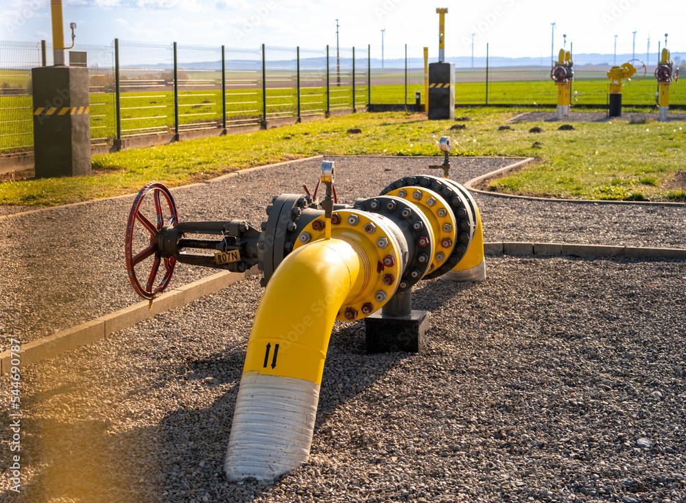 Gas pipes, natural gas transport system. Transmission infrastructure ...