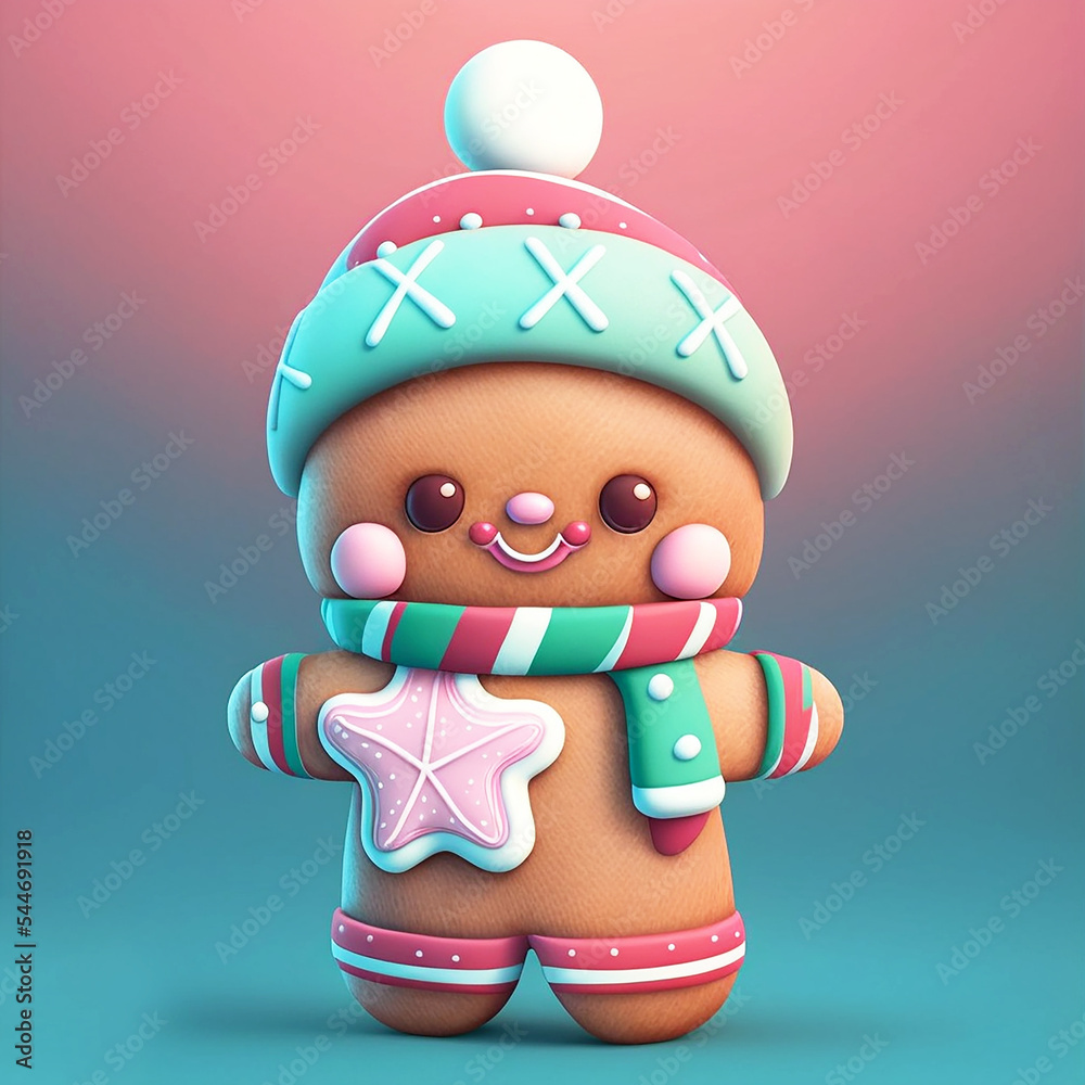 Cute Kawaii Gingerbread Man Christmas, Squishy Christmas Character ...