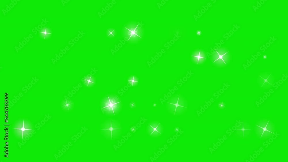 Glowing Stars Sparkle On Green Screen Background. Shining Glitter ...