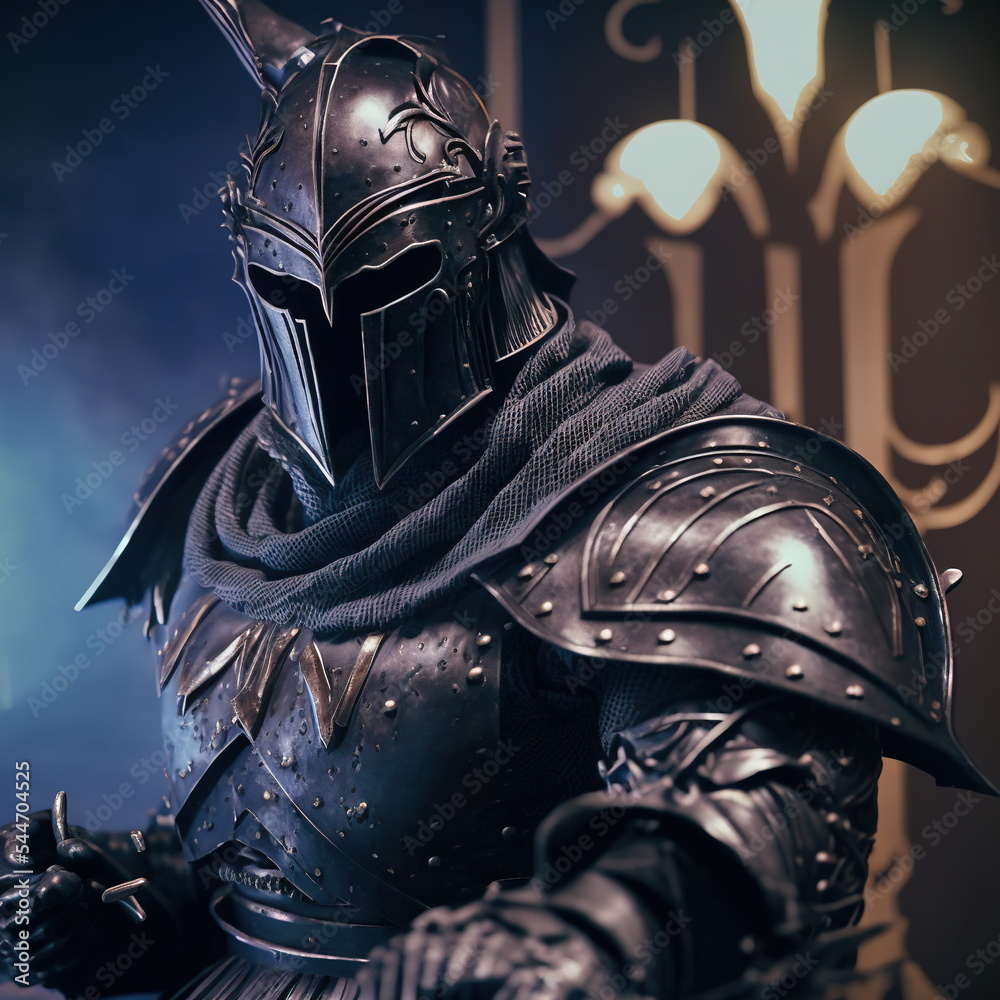 armored gothic fantasy knight in a dramatic pose, wearing an iron ...