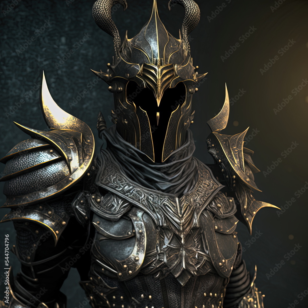 armored gothic fantasy knight in a dramatic pose, wearing an iron ...