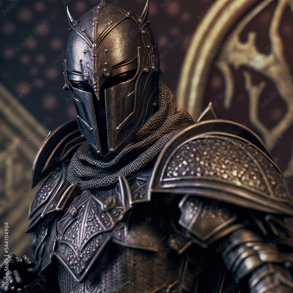 armored gothic fantasy knight in a dramatic pose, wearing an iron ...