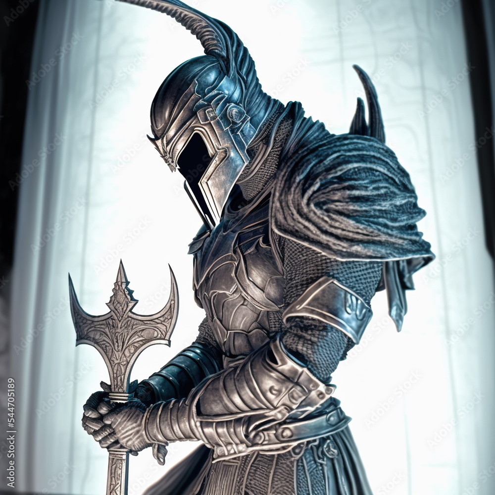 armored gothic fantasy knight in a dramatic pose, wearing an iron ...