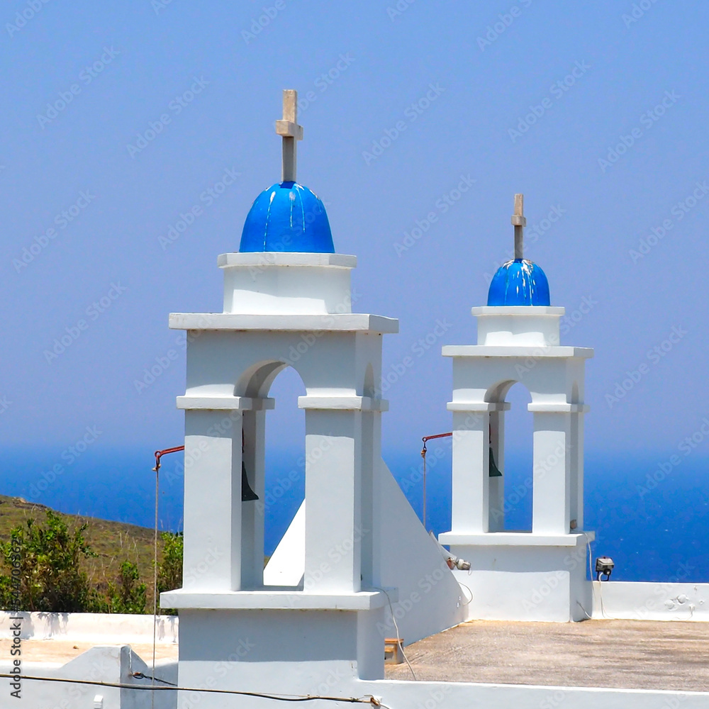 bell towers of the monastery of Panagia Vourniotissa, an important ...