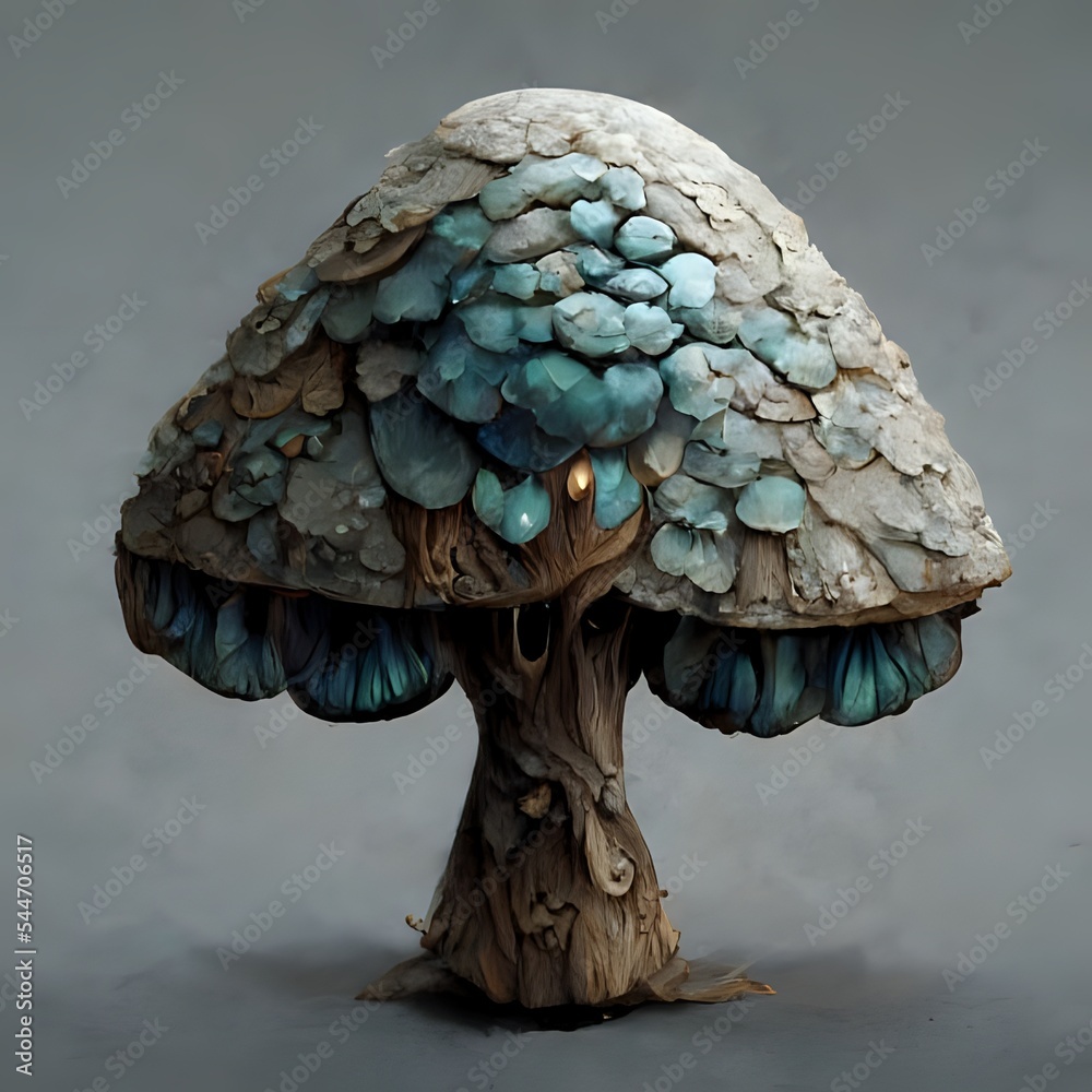 Illustration of a giant blue mushroom Stock Illustration | Adobe Stock
