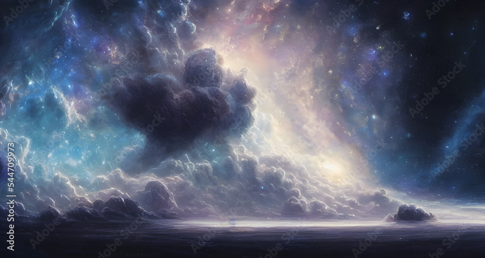 Cold planet. Beautiful Outer space spacepunk spacescape background ...