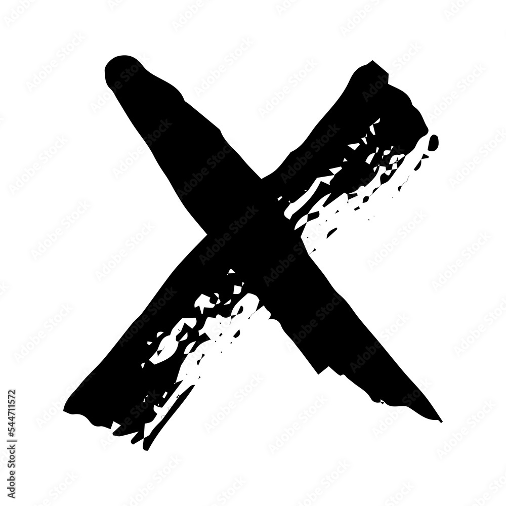 Hand drawn cross mark illustration. Marker wrong sign clipart. Ink ...