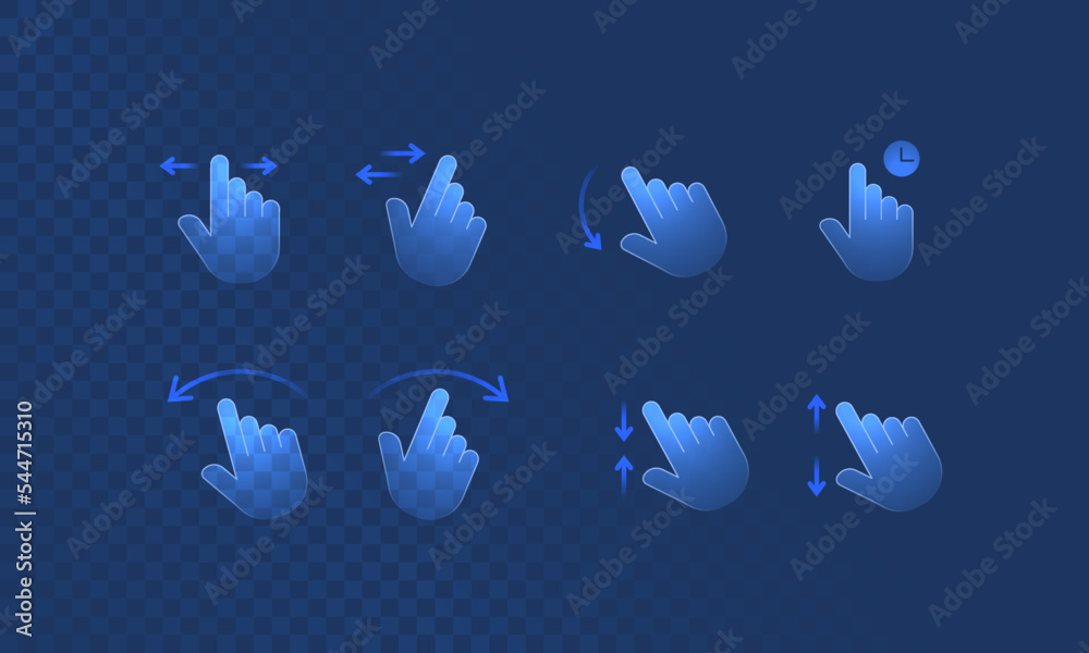 Touch effect of hand gesture in digital futuristic style on transparent ...