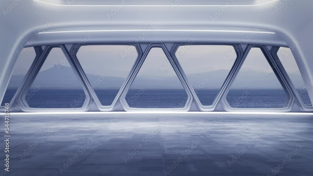 Sailing boat, virtual studio background. 3D graphics rendering backdrop ...