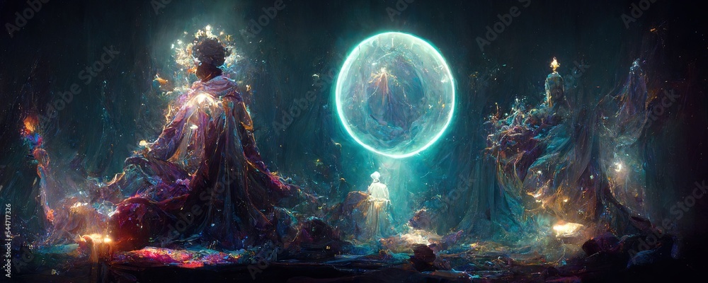 Anime Mage Lounging God Mage with a Moon. AI generated art illustration ...