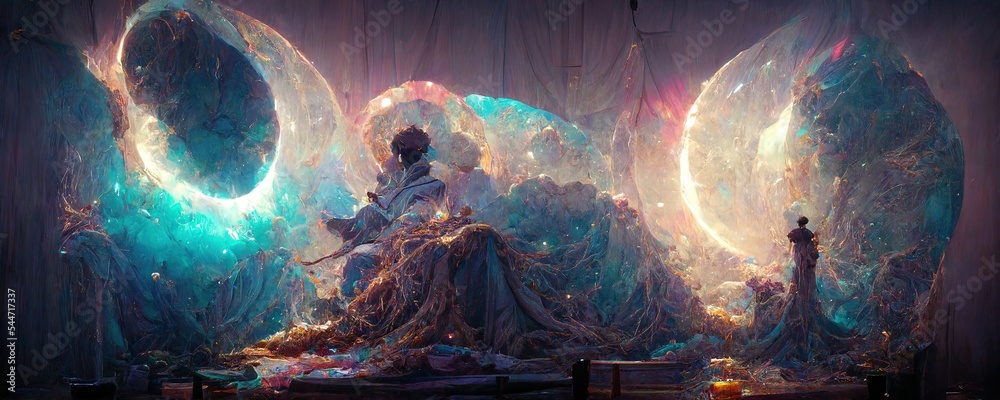 Anime Mage Lounging God Mage with a Moon. AI generated art illustration ...