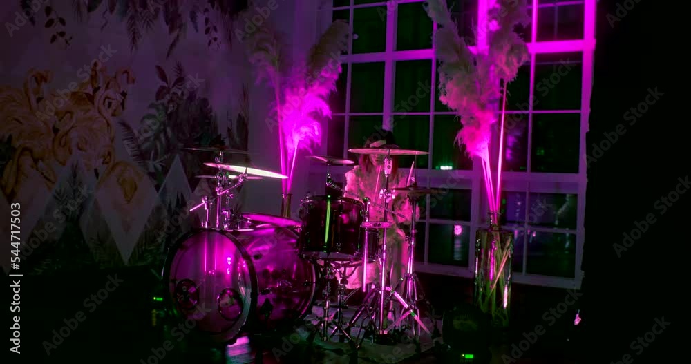 Camera slowly peeks out from the dark corner and getting closer to the ...