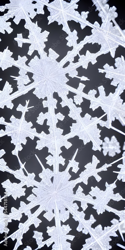The photo shows a close up of a snowflake in all its delicate ...