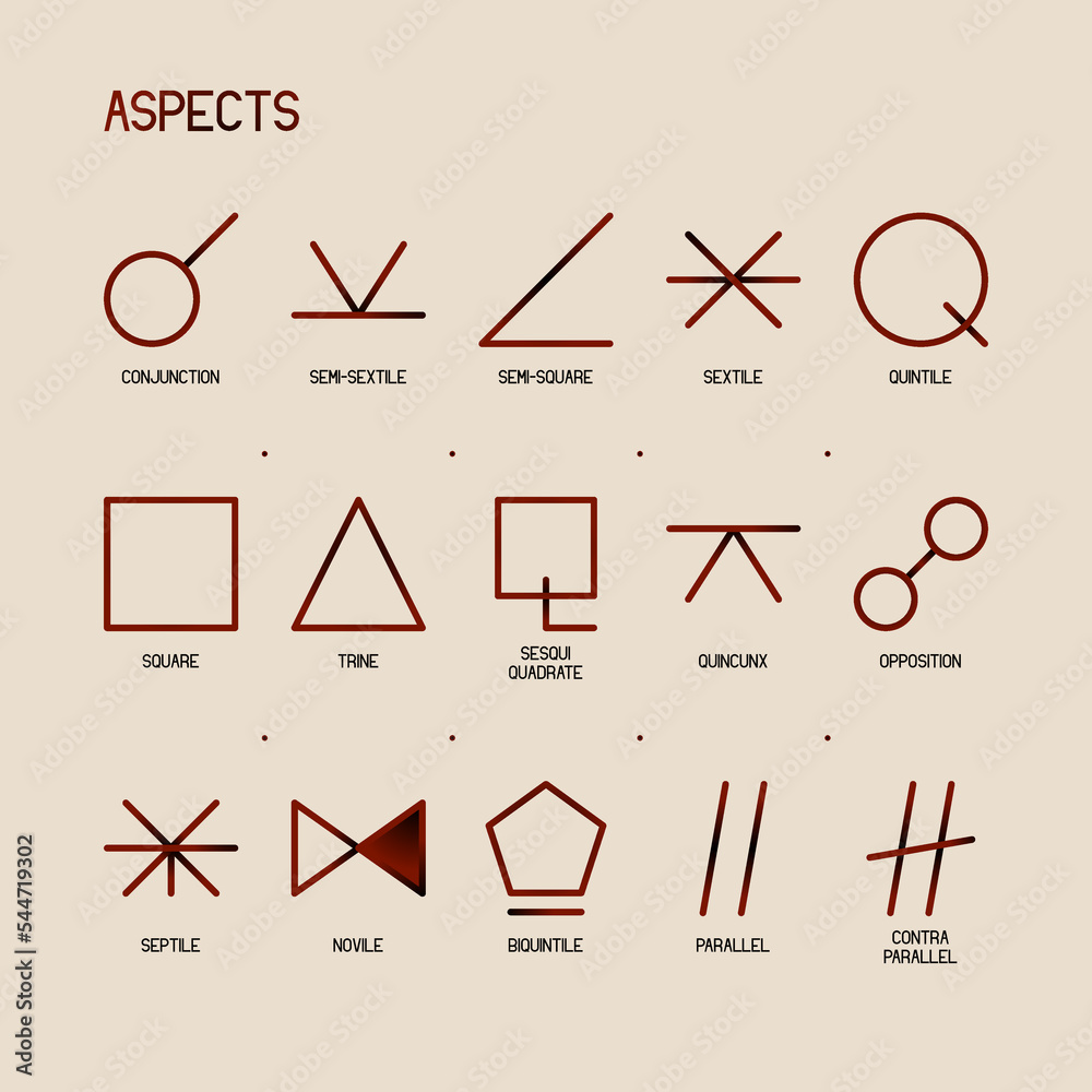 ASPECTS zodiac horoscope thin line label linear design esoteric ...