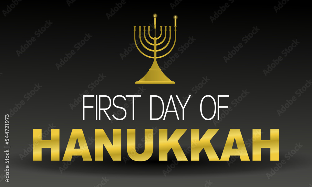 Jewish the first day holiday Hanukkah background, realistic menorah ...