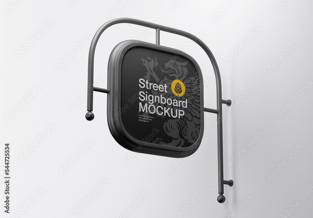 Round Signboard Wall Mockup Stock Template | Adobe Stock