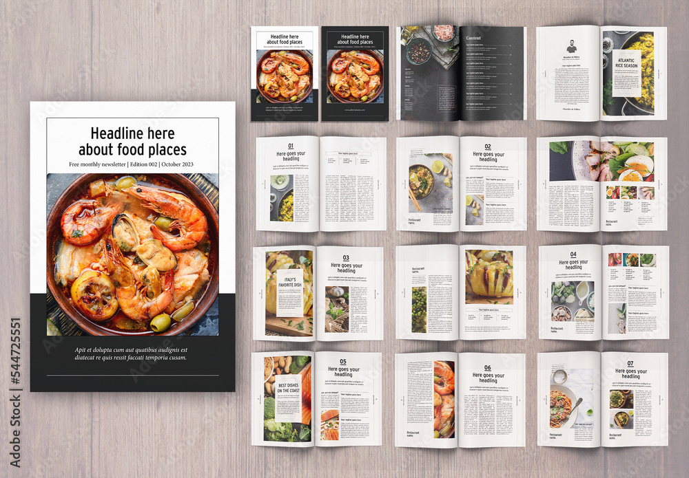 Food Newsletter or Magazine Layout Stock Template | Adobe Stock