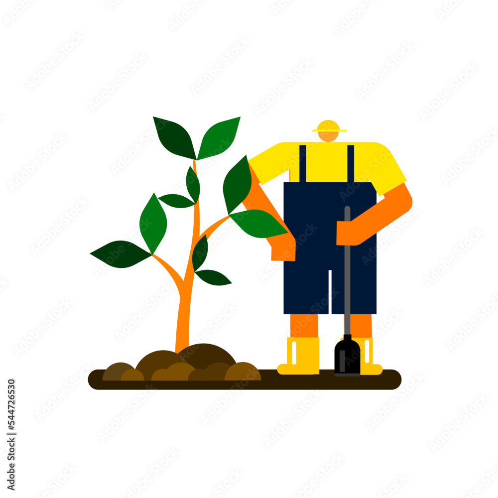 Cartoon character of the forest restoration, reforestation and planting ...