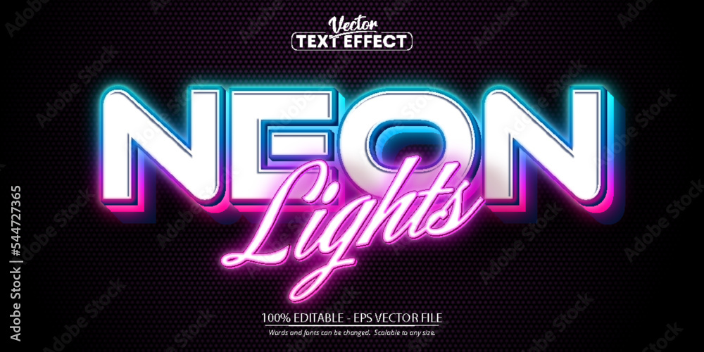 Póster Neon glowing text effect, editable neon light text style ...