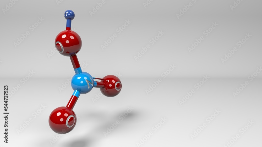 Nitric acid molecule. Molecular structure of azotic acid, also known as ...