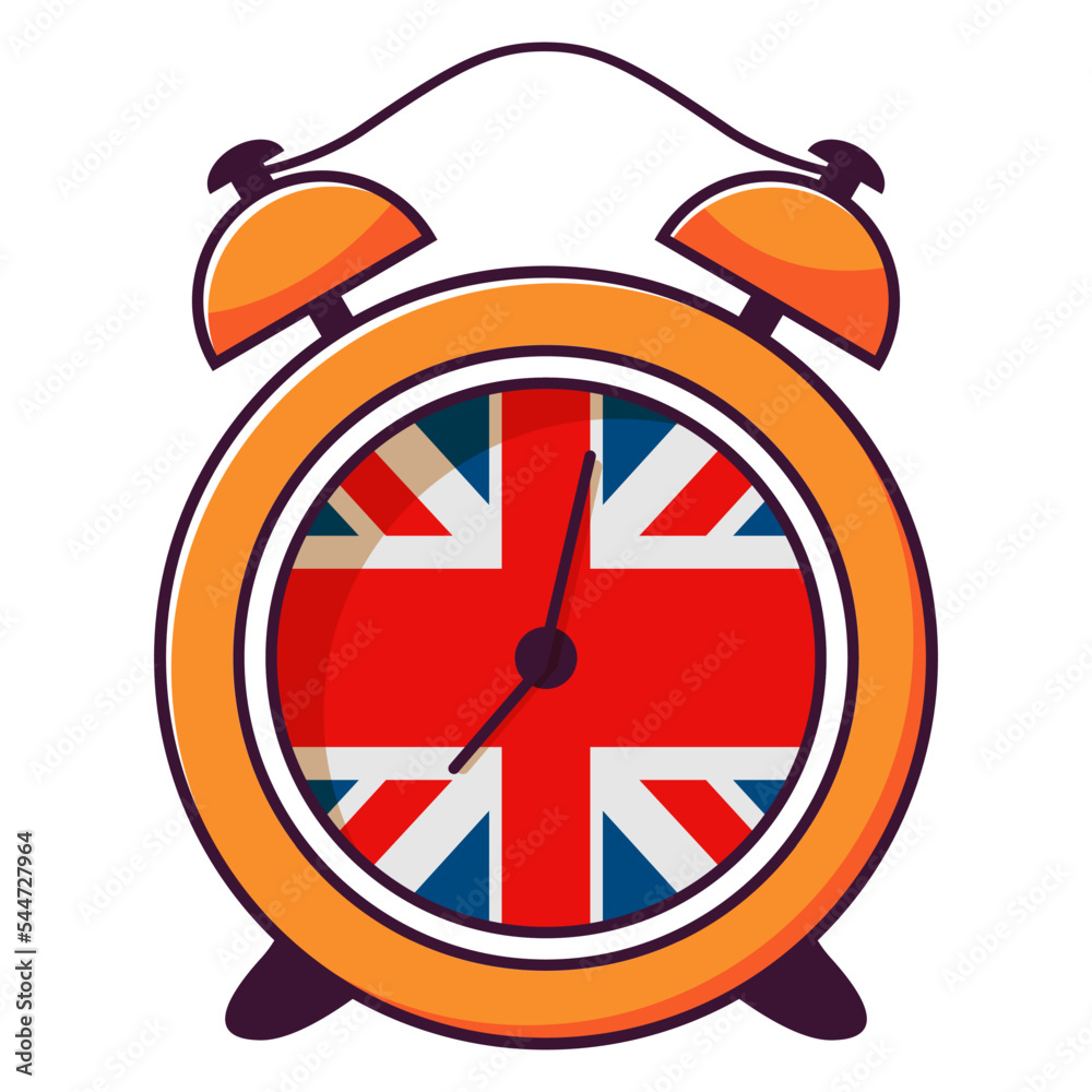 British flag alarm clock.Time to learn english.Learning concept ...
