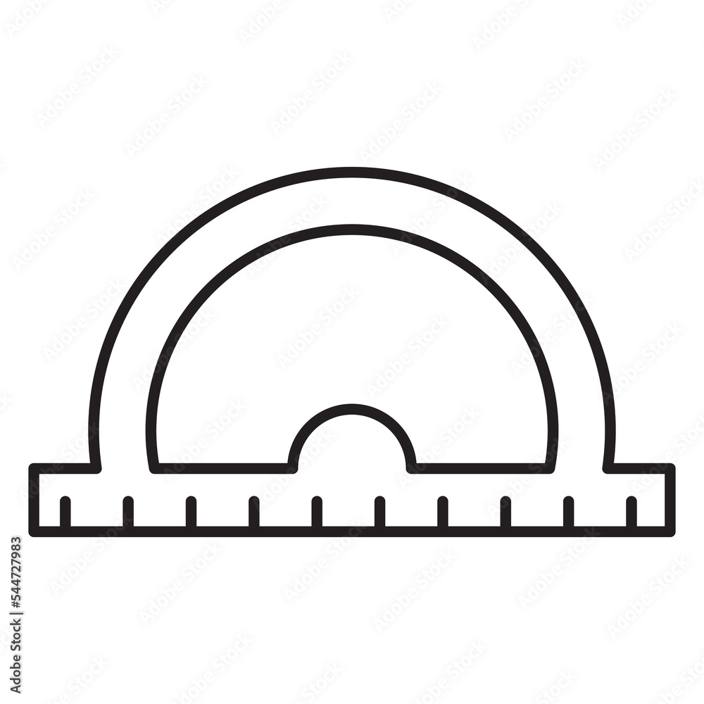 Wooden Protractor Ruler Tilt Angle Meter Outline Vector Illustration
