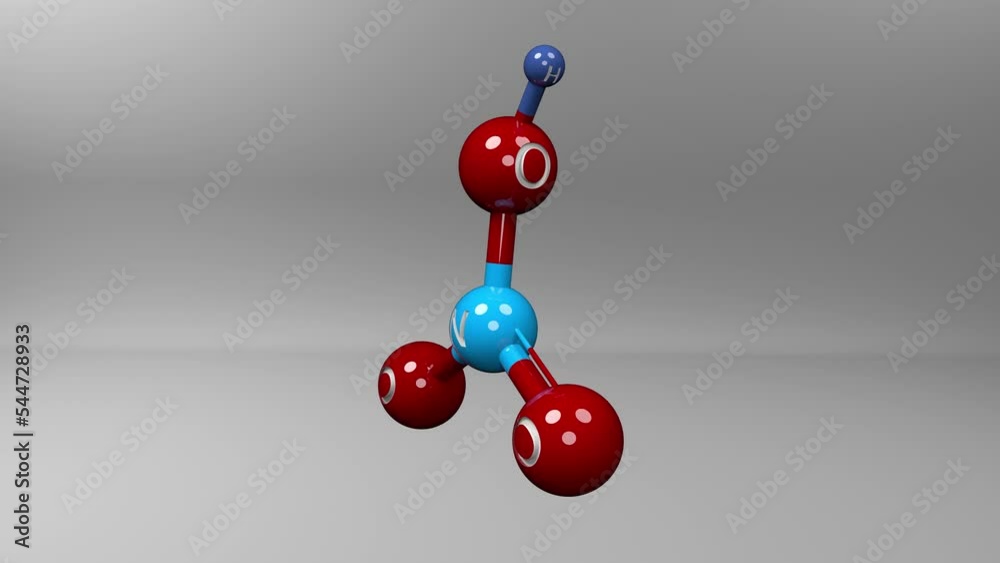 Nitric acid molecule. Molecular structure of azotic acid, also known as ...
