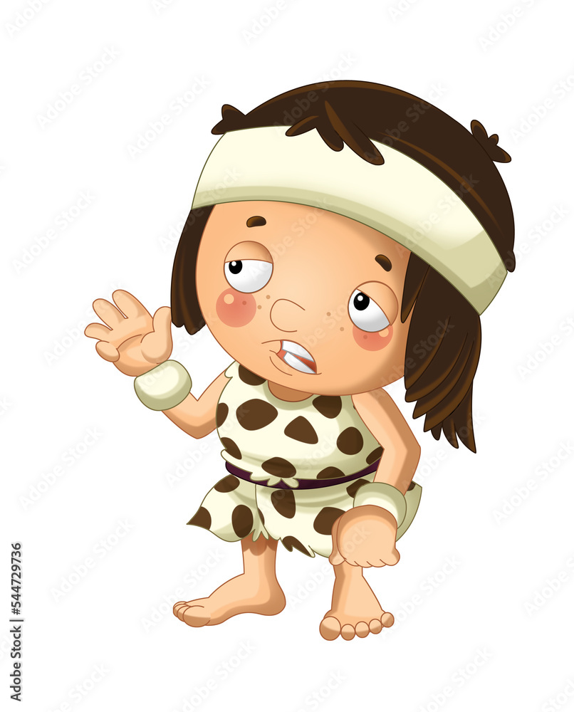 cartoon happy caveman barbarian warrior with spear isolated ...
