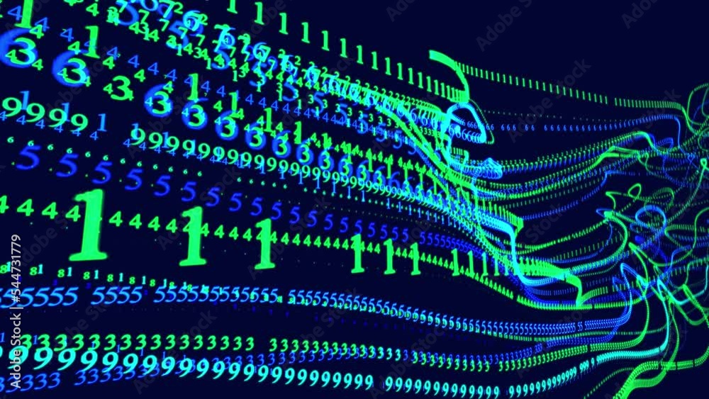 digital waves. Vj loop hologram abstract bg. Symbols form lines, grid. Information concept. Sci ...