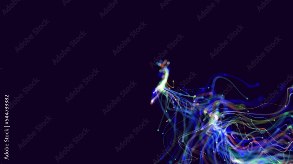 Flow of particles form branch. Abstract bg with slow moving particles ...
