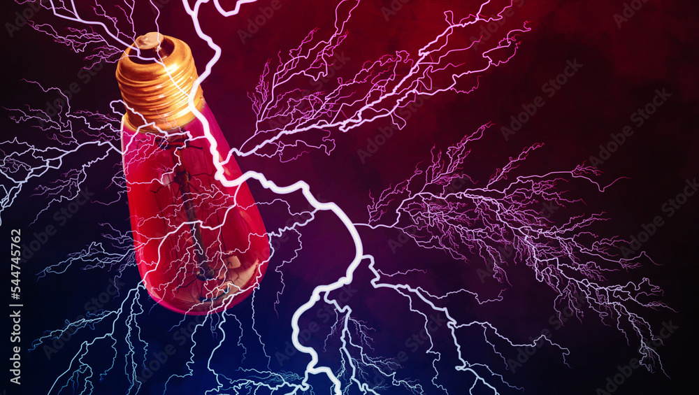 Concept of electricity illuminating a classic light bulb. Stock ...