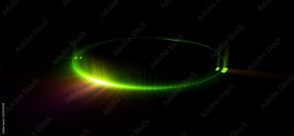 Glow swirl light effect. Circular lens flare. Abstract rotational lines ...