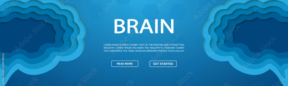 Brain paper cut symbol for promotion banner. Horizontal paper cut ...