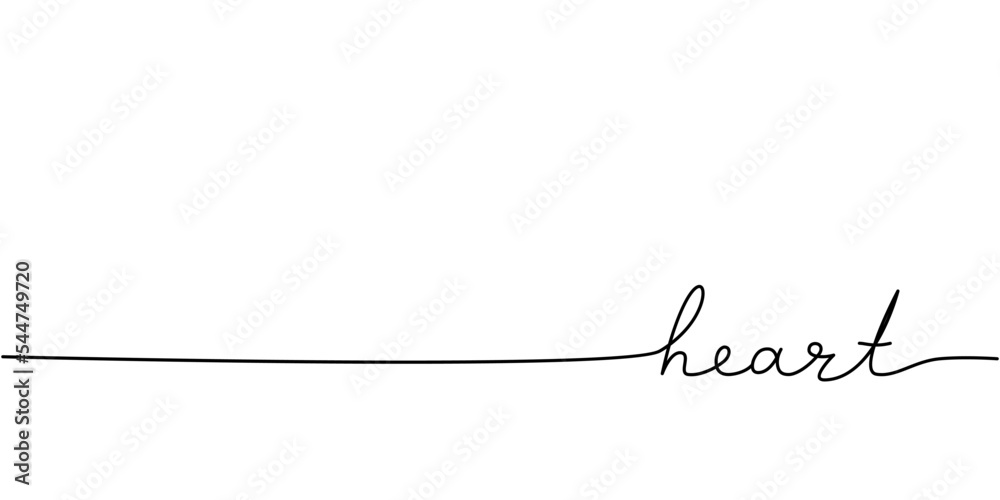 Heart word - continuous one line with word. Minimalistic drawing of ...