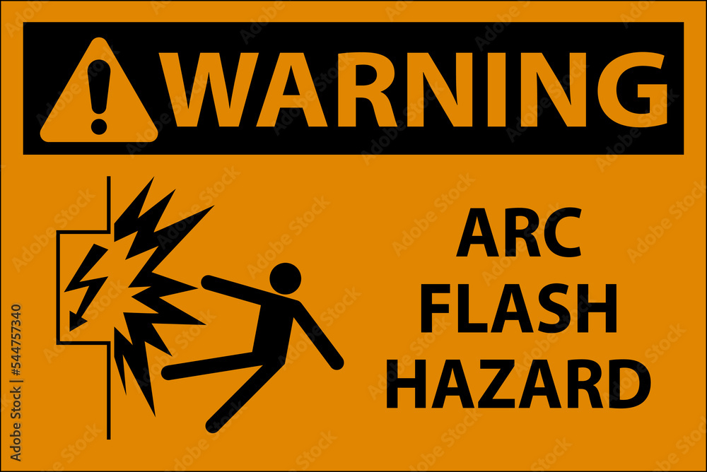 Warning Arc Flash Hazard Sign On White Background Stock Vector | Adobe ...
