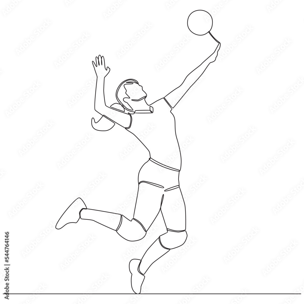 Volleyball player continuous line drawing vector line art Stock Vector ...
