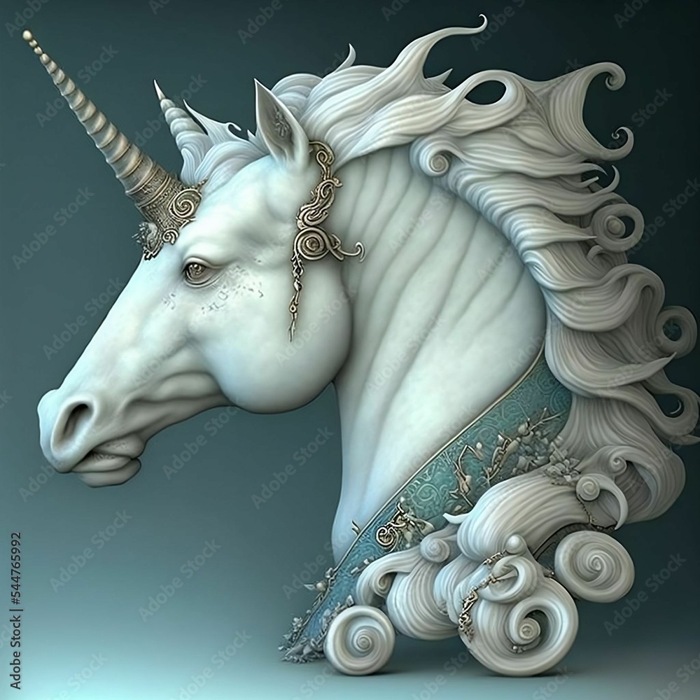 Magestic Unicorn Side profile Porcelain Statue Bust | Created Using ...