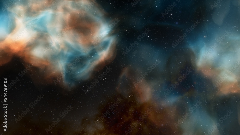 nebula gas cloud in deep outer space, science fiction illustration ...