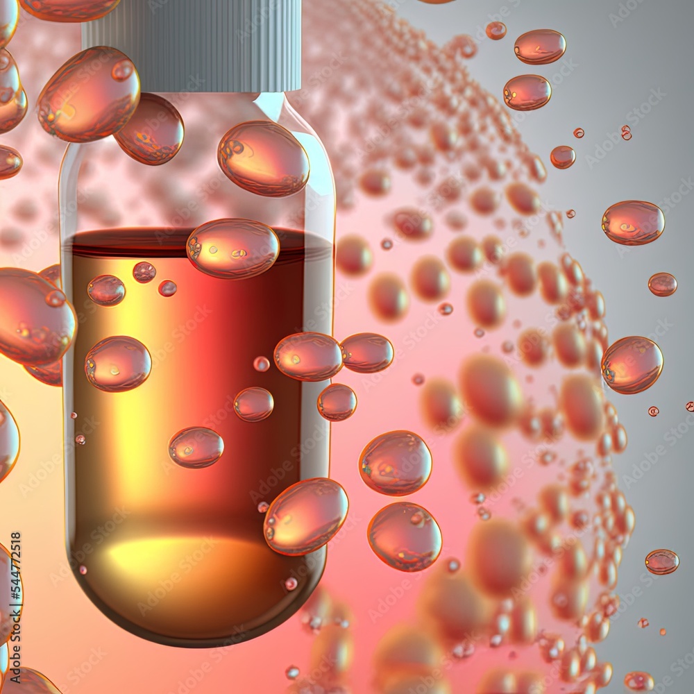 Oli and vitamin drop on skin cell. serum through the skin layer and ...