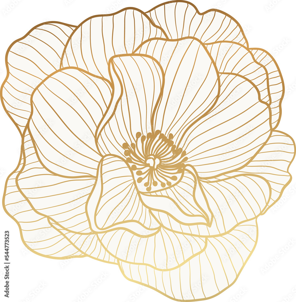 Luxury gold line art flower Stock Illustration | Adobe Stock