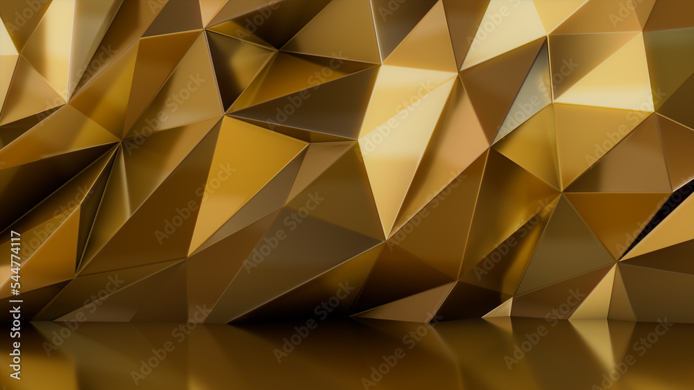 Gold 3D Geometric Wall. Futuristic Architectural Wallpaper. Stock ...