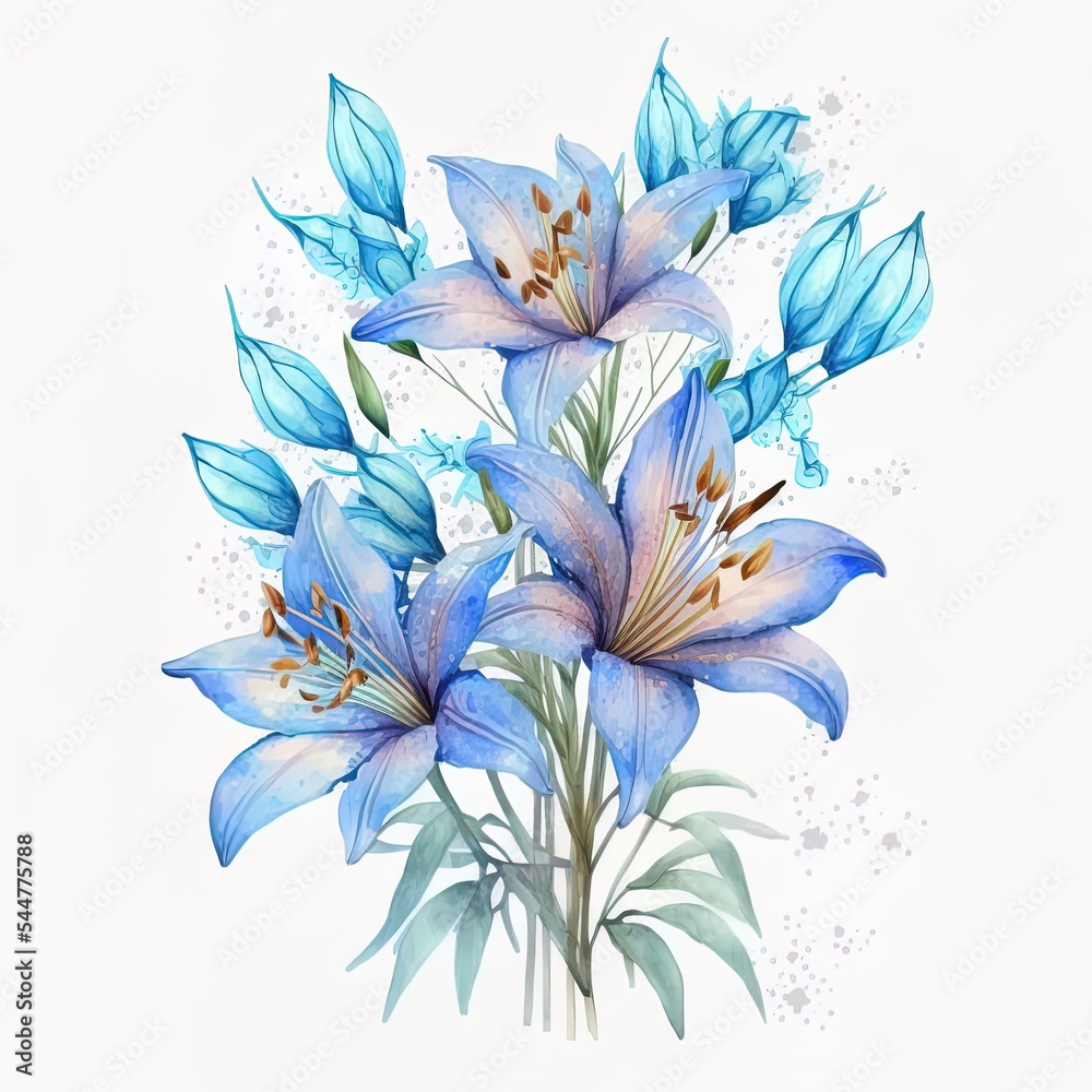 Blue Lily Flower Drawing