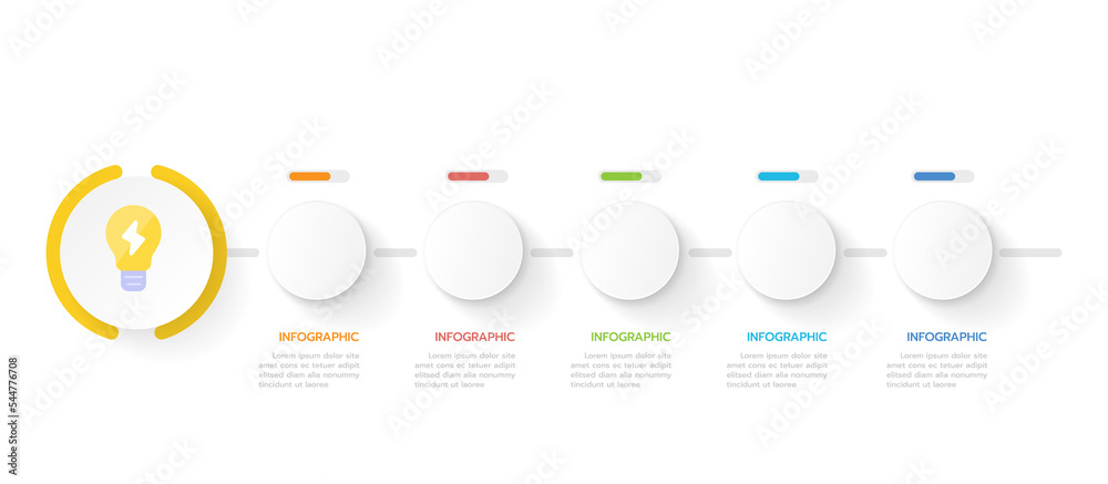 Infographic template for business. 5 Steps Modern Timeline diagram with ...